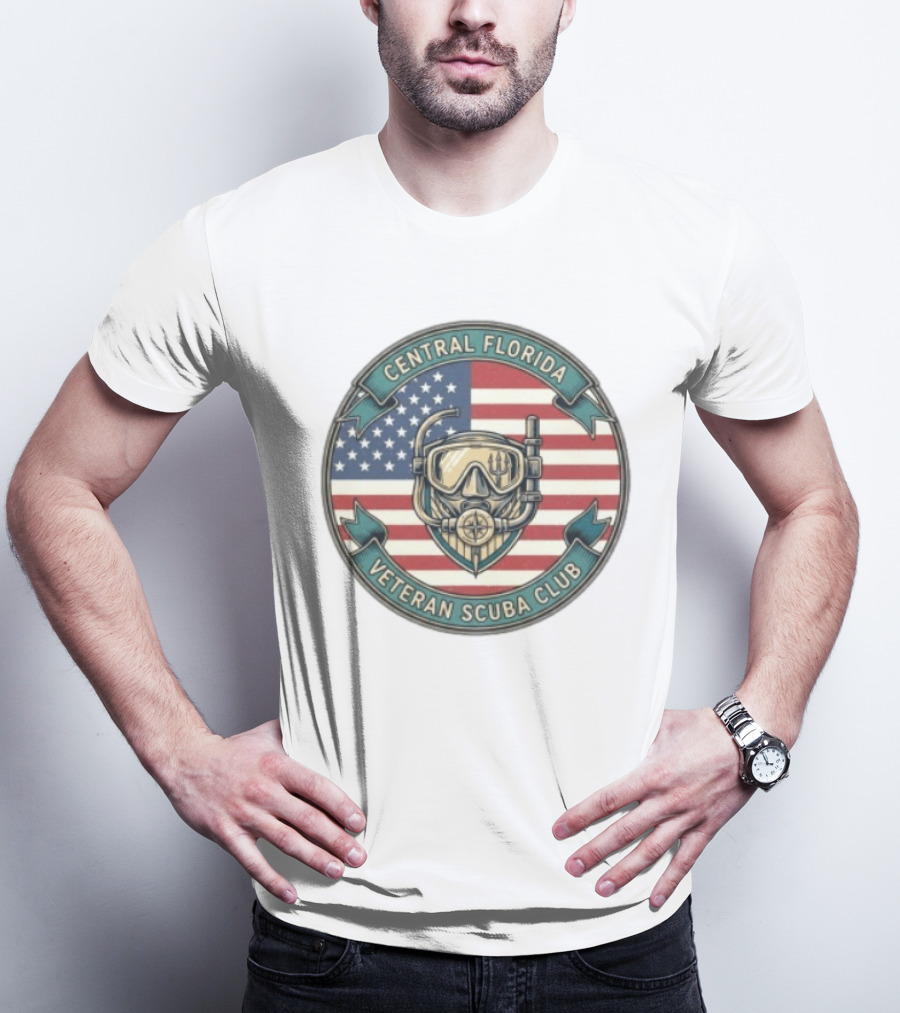 Central Florida Veteran Scuba Club American Flag Dive Mask T-Shirt