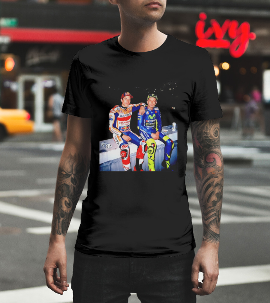 Valentino Rossi Marc Marquez MotoGP Repsol Yamaha Smoking Beer T-Shirt