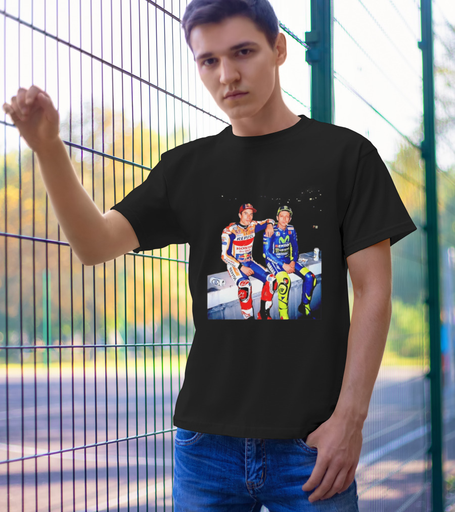 Valentino Rossi Marc Marquez MotoGP Repsol Yamaha Smoking Beer T-Shirt
