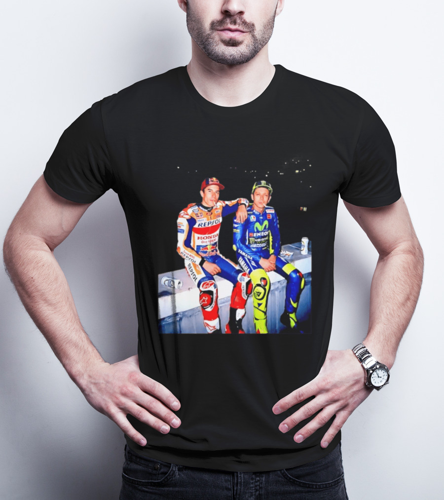 Valentino Rossi Marc Marquez MotoGP Repsol Yamaha Smoking Beer T-Shirt