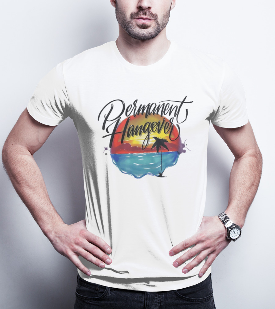 Permanent Hangover Sunset Palm 90s Bootleg Airbrush T-Shirt