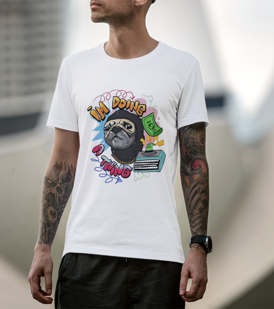 Roodabeguh Im Doing A Thing Funny Sloth In With Money And Typewriter T-Shirt