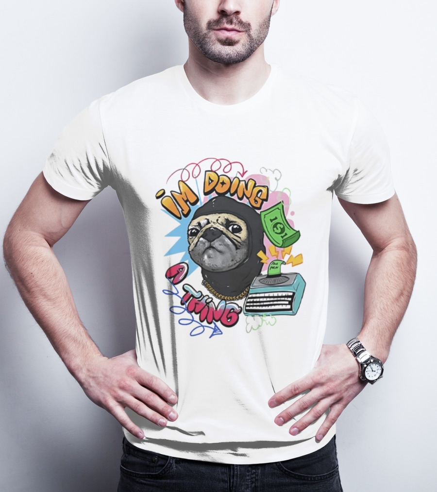 Roodabeguh Im Doing A Thing Funny Sloth In With Money And Typewriter T-Shirt