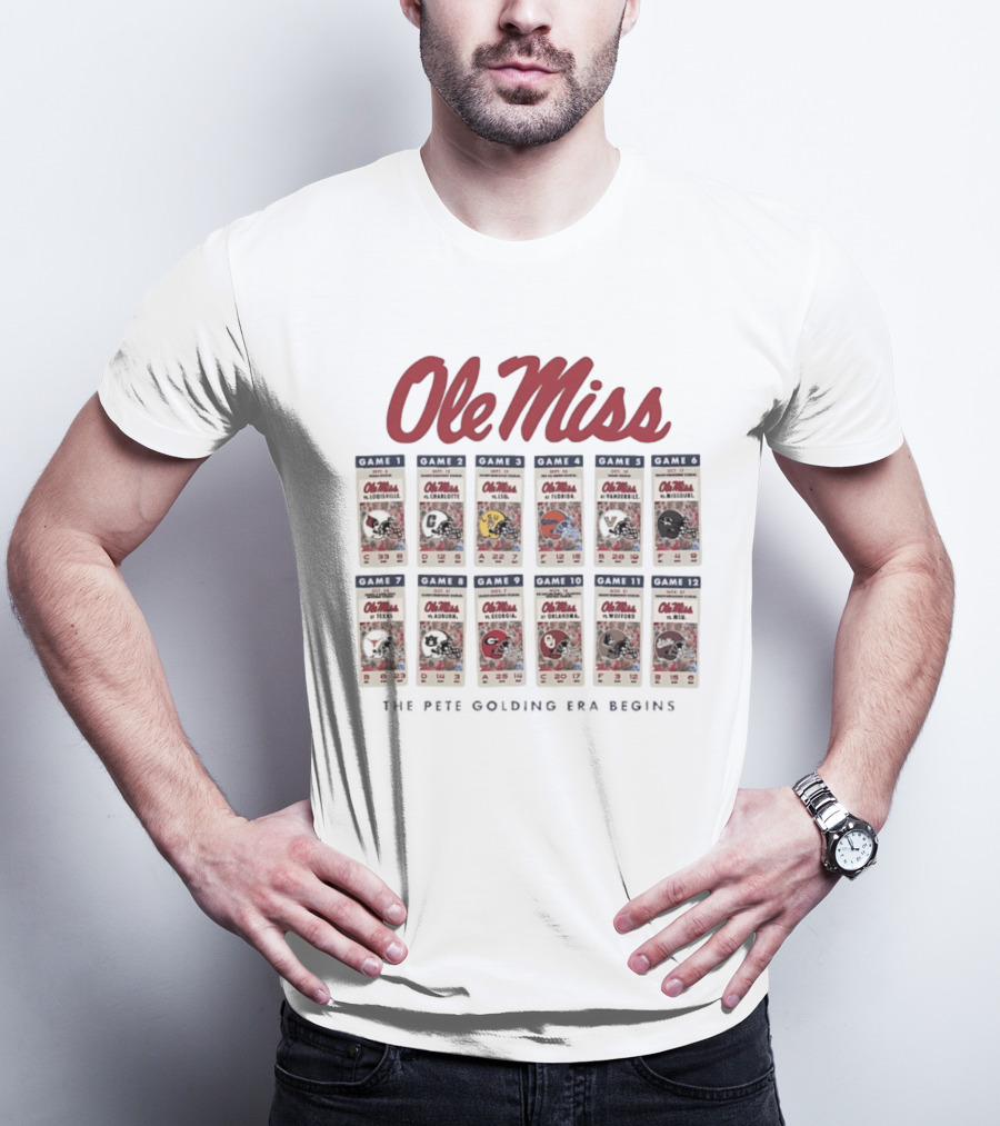 Ole Miss 2026 Football Schedule Louisville Charlotte LSU Florida Vanderbilt Arkansas Texas Auburn Georgia Oklahoma Wofford Mississippi State T-Shirt