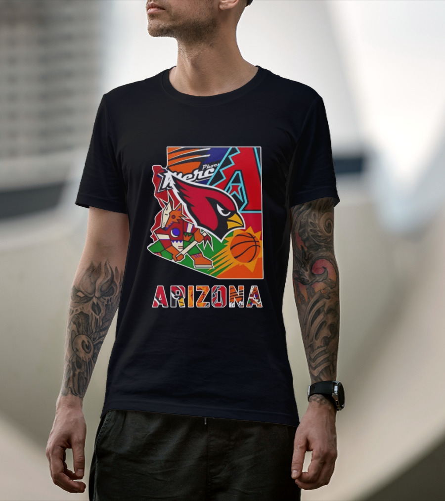 Arizona Cardinals Diamondbacks Suns Mercury Coyotes Sports Teams Map 2026 T-Shirt
