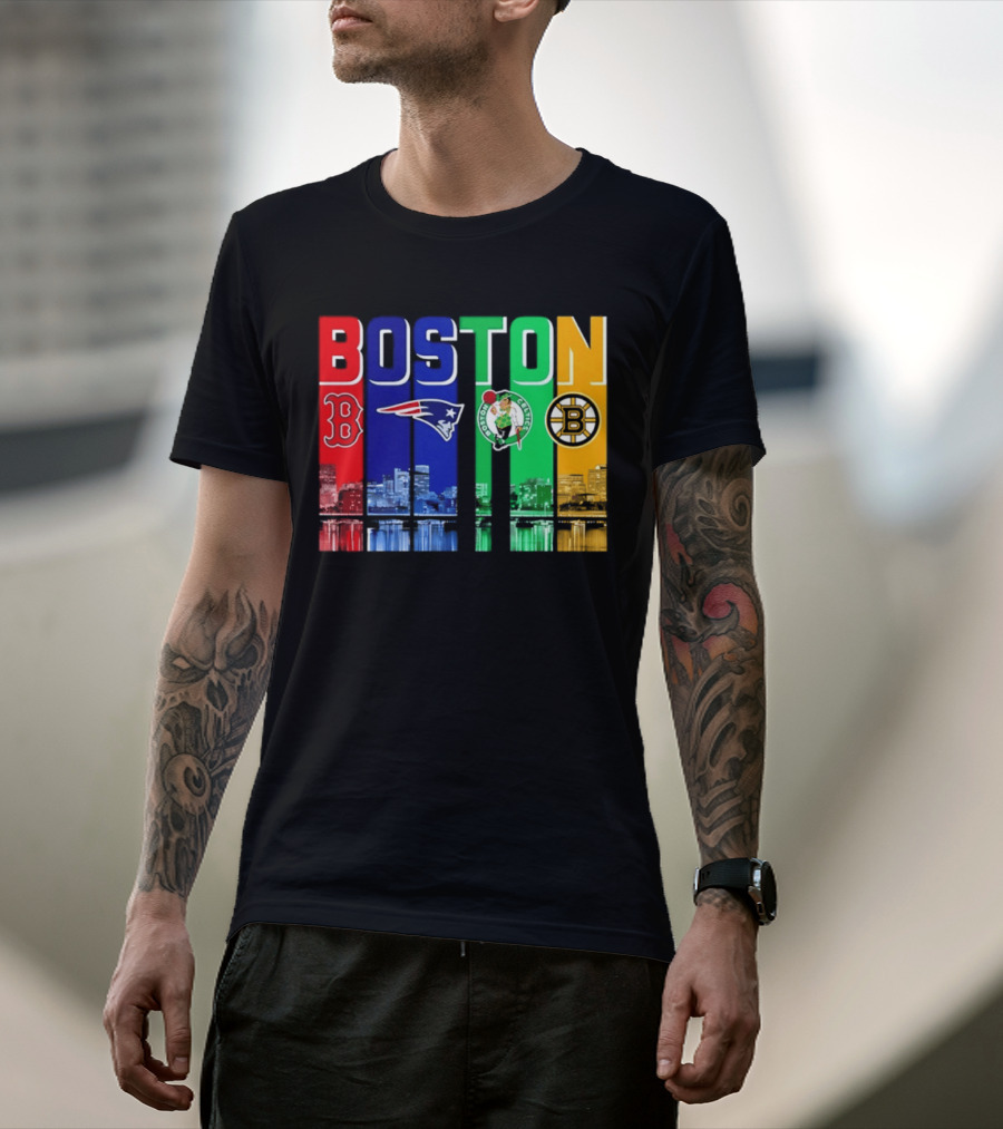 Boston Red Sox Patriots Celtics Bruins Skyline T-Shirt