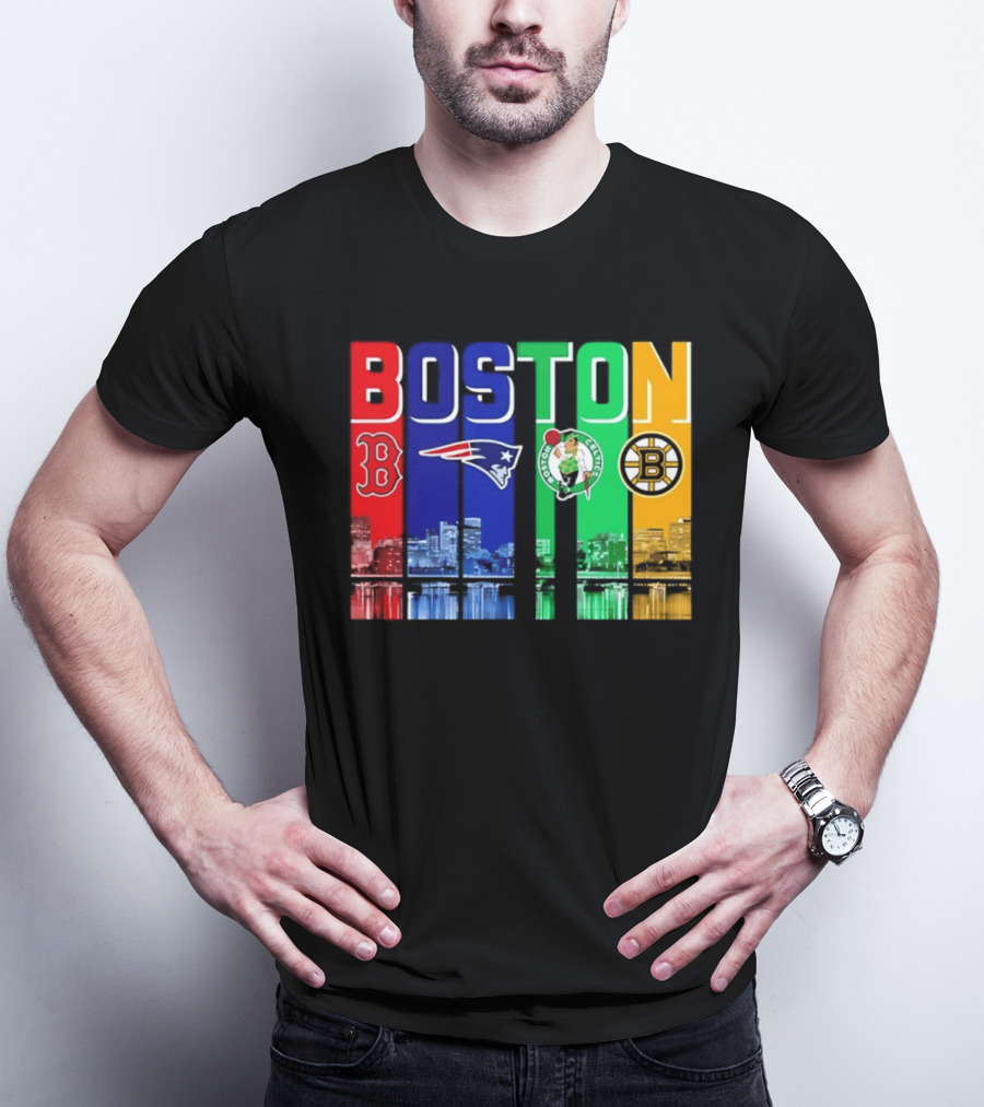 Boston Red Sox Patriots Celtics Bruins Skyline T-Shirt
