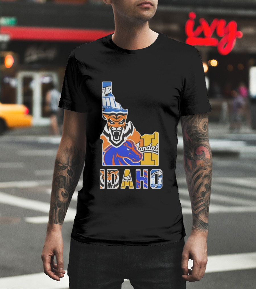 Idaho State Bengals Boise State Broncos Vandals Map Collage 2026 T-Shirt