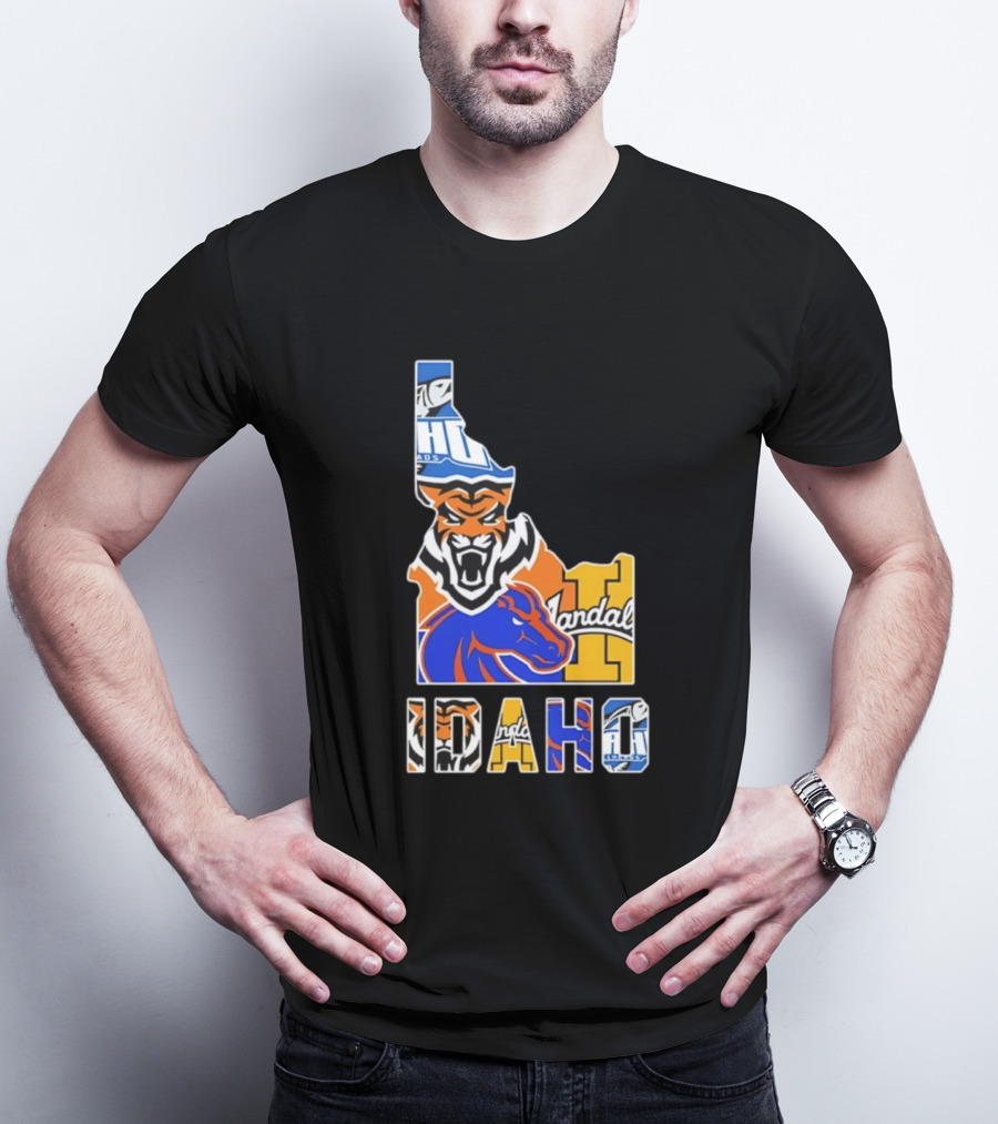 Idaho State Bengals Boise State Broncos Vandals Map Collage 2026 T-Shirt
