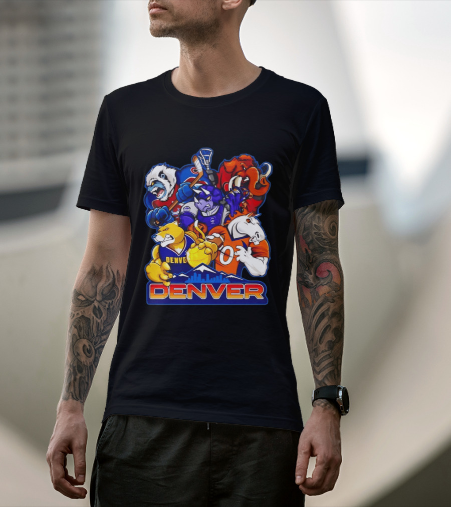 Denver Sports Teams Mascot Collage Featuring Iconic City T-Shirt