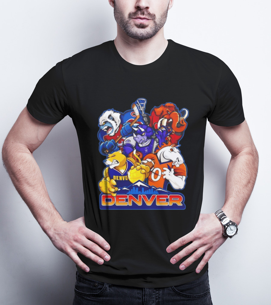 Denver Sports Teams Mascot Collage Featuring Iconic City T-Shirt