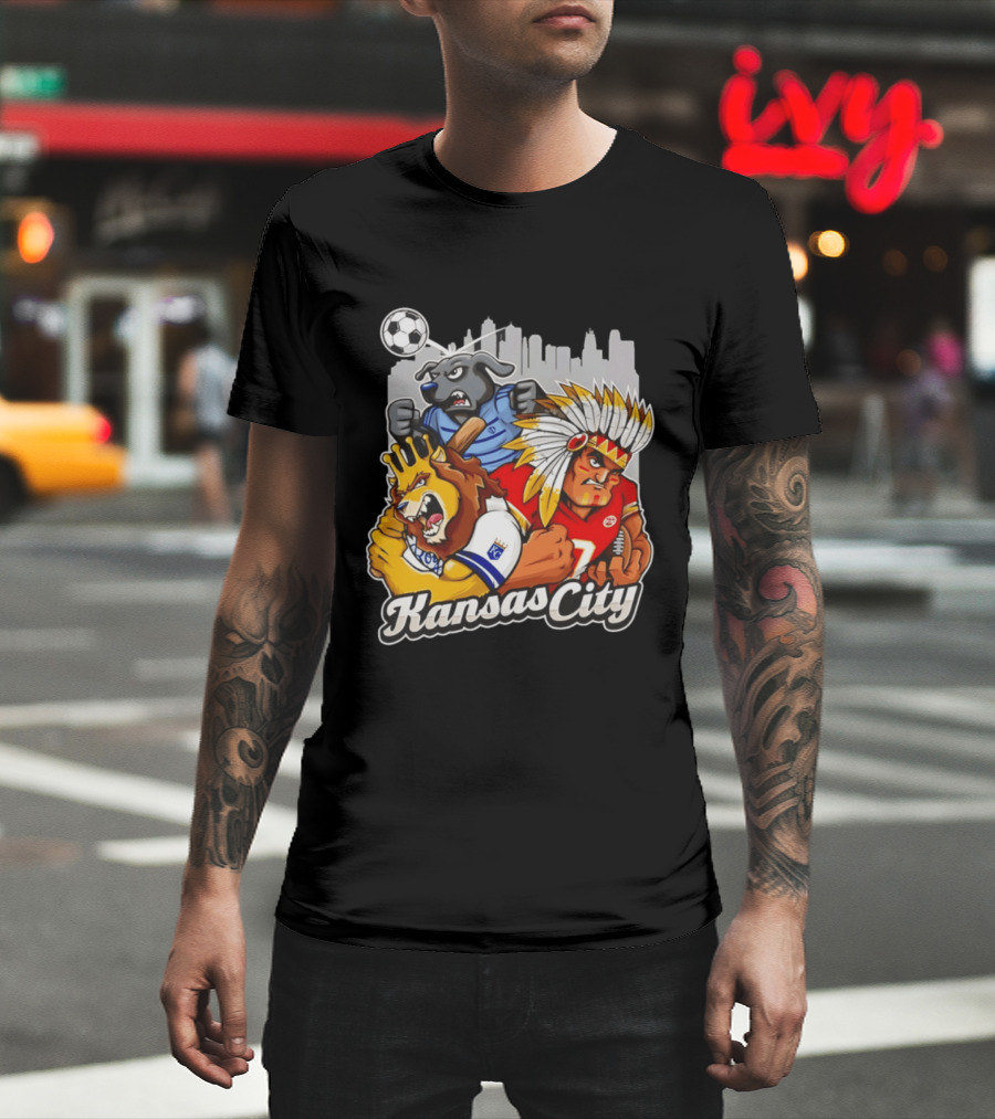 Kansas City Chiefs Royals Sporting KC Cityscape Sports Mashup T-Shirt