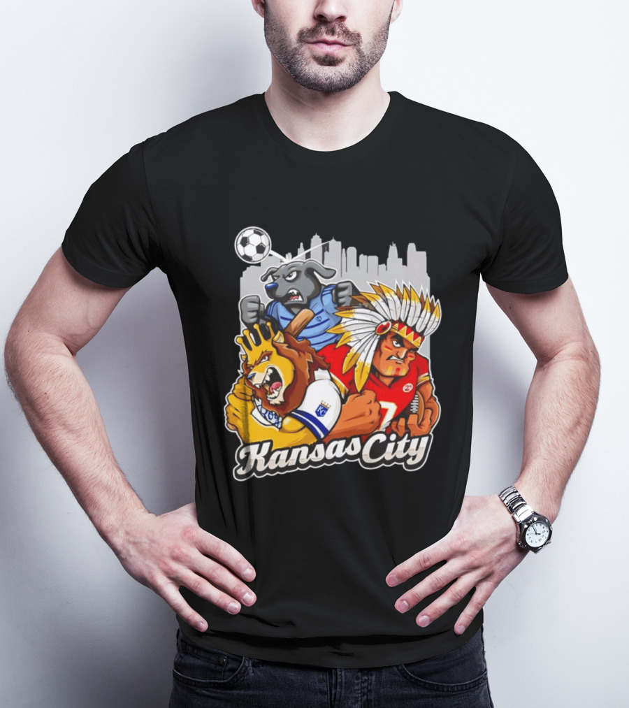 Kansas City Chiefs Royals Sporting KC Cityscape Sports Mashup T-Shirt