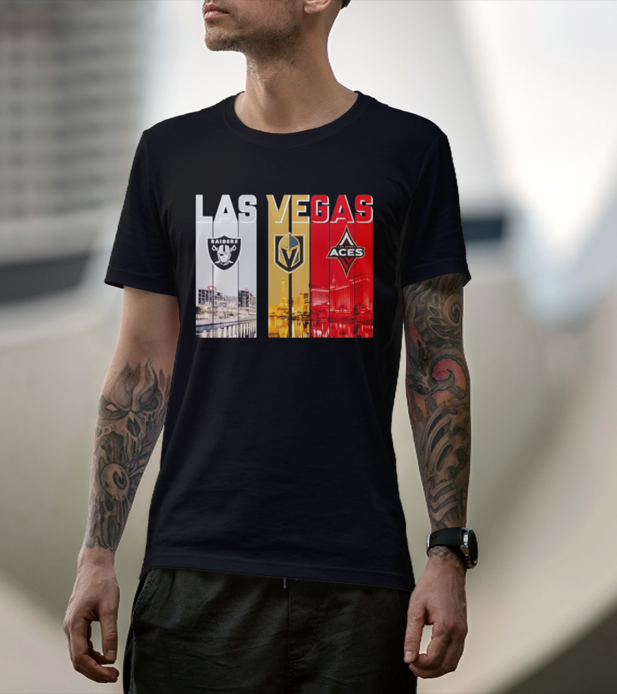 Las Vegas Raiders Golden Knights Aces Skyline T-Shirt