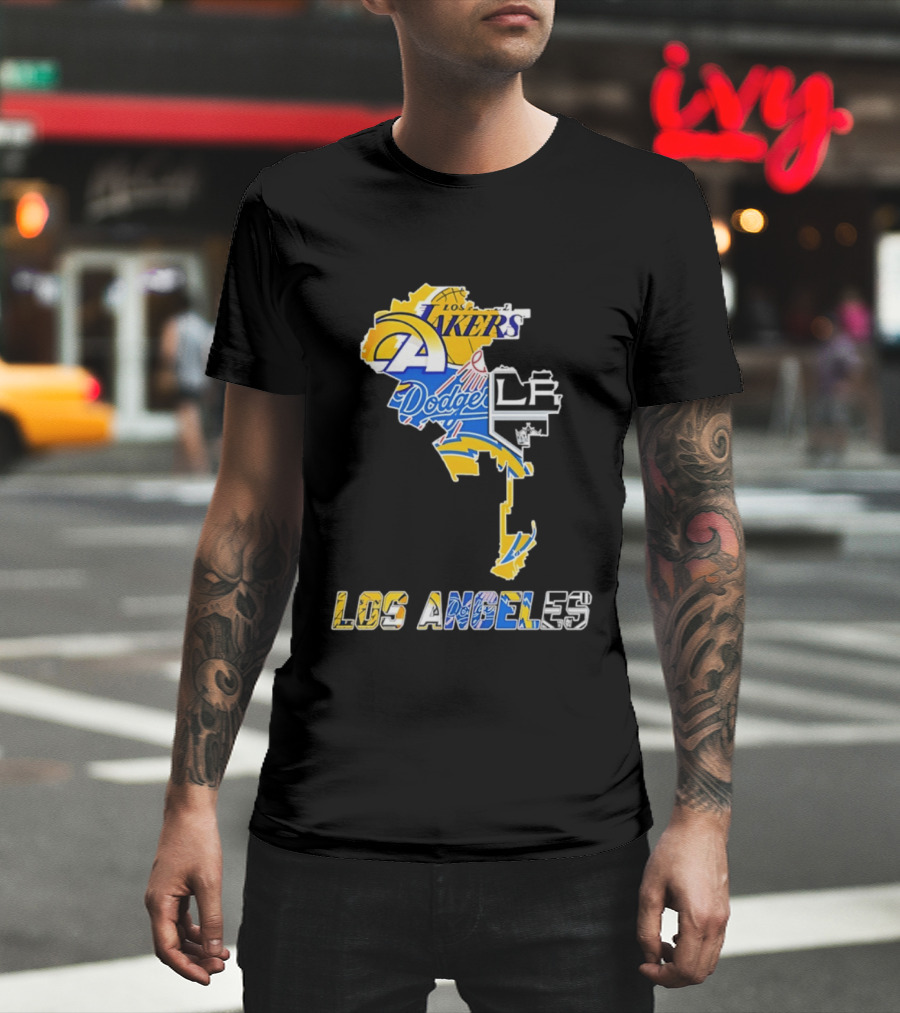 Los Angeles Lakers Dodgers Rams Chargers Kings Map Season 2026 T-Shirt