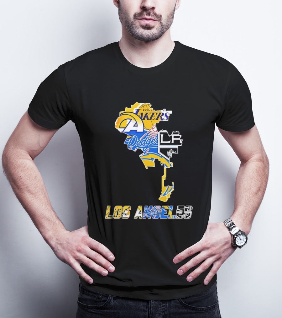 Los Angeles Lakers Dodgers Rams Chargers Kings Map Season 2026 T-Shirt