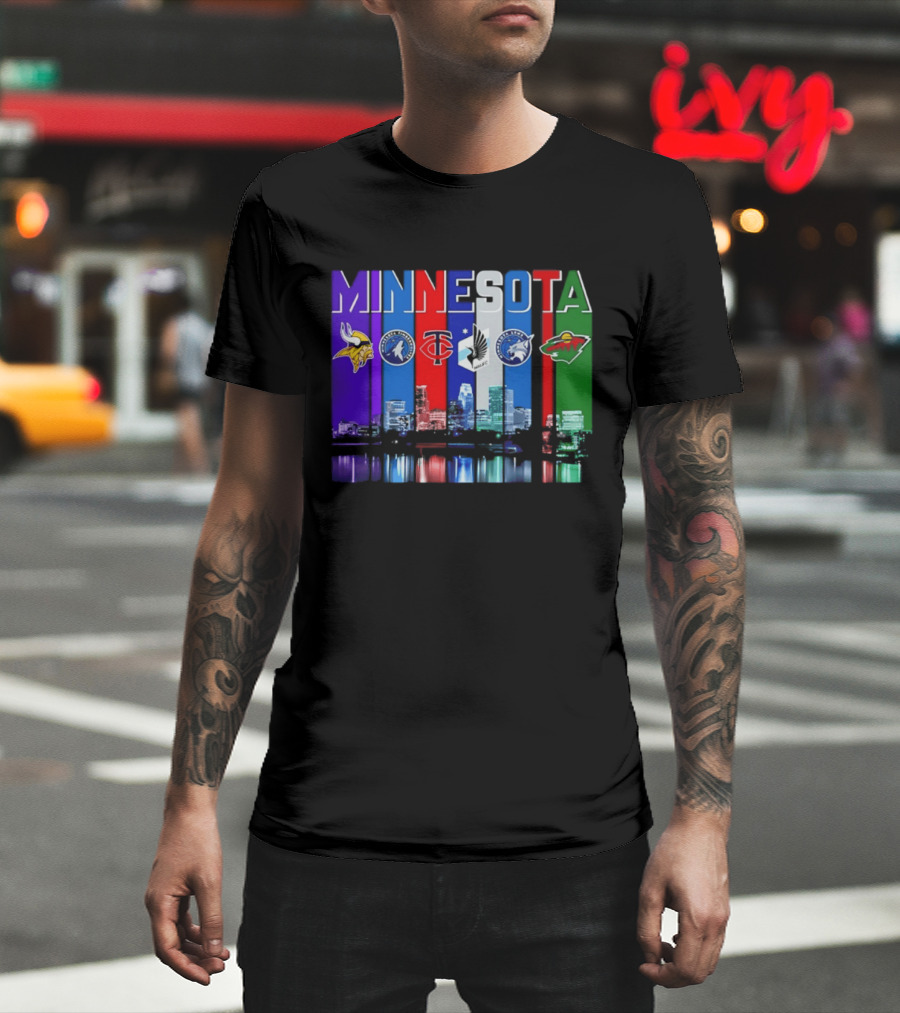 Minnesota Vikings Timberwolves Twins Lynx Wild Skyline 2026 T-Shirt