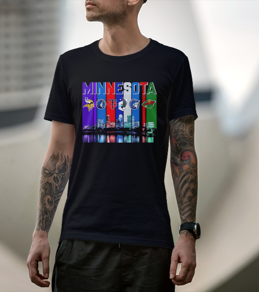 Minnesota Vikings Timberwolves Twins Lynx Wild Skyline 2026 T-Shirt