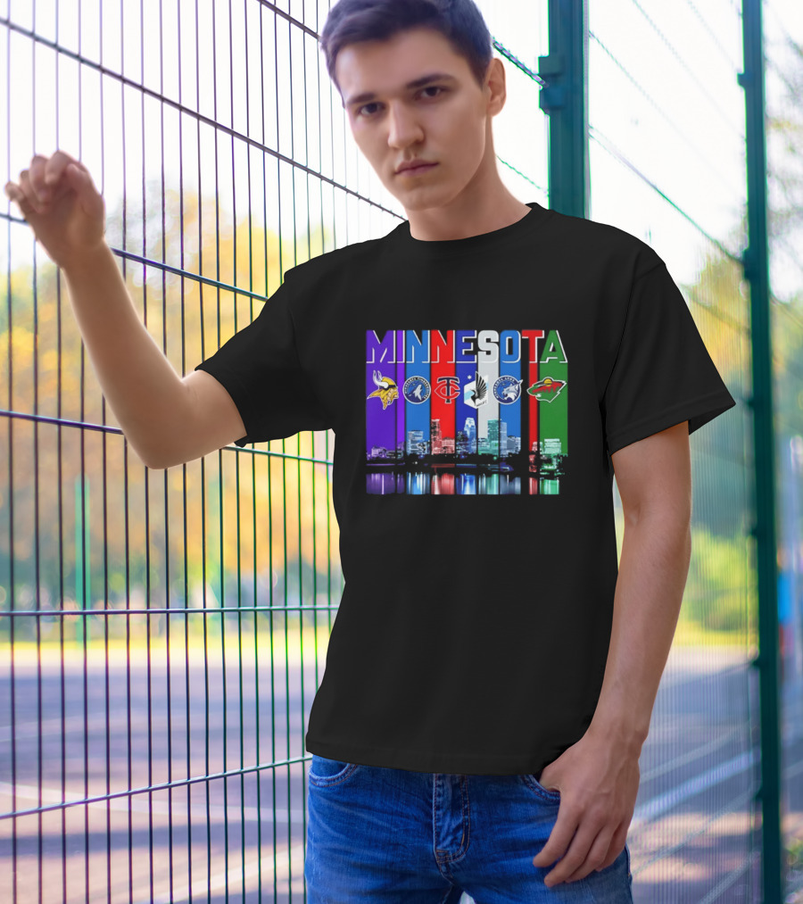 Minnesota Vikings Timberwolves Twins Lynx Wild Skyline 2026 T-Shirt