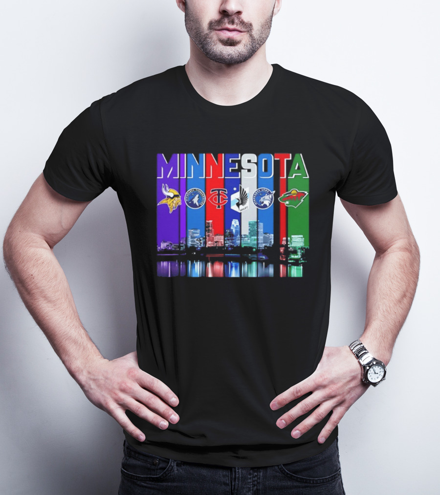 Minnesota Vikings Timberwolves Twins Lynx Wild Skyline 2026 T-Shirt