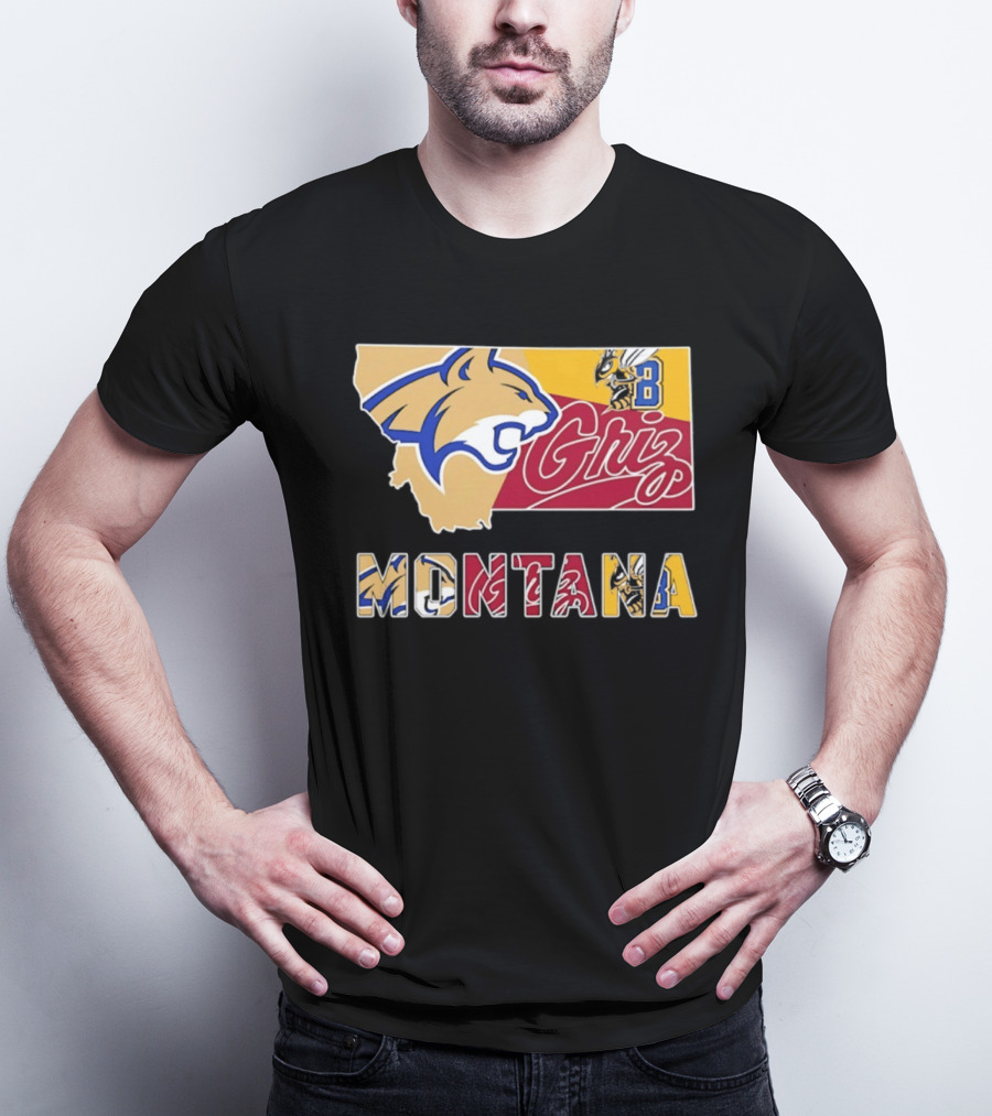 Montana Bobcats Griz 2026 College Football Map T-Shirt