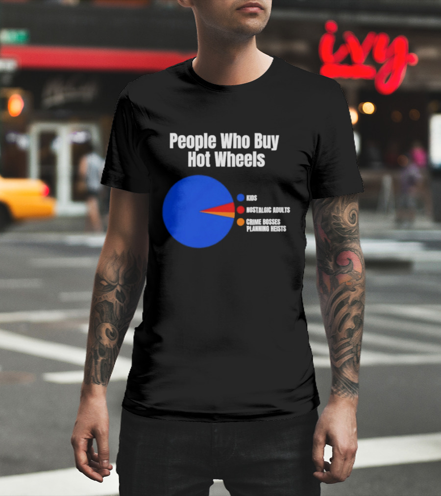 People Who Buy Hot Wheels Nostalgic Adults Crime Bosses Planning Heists Pie Chart T-Shirt