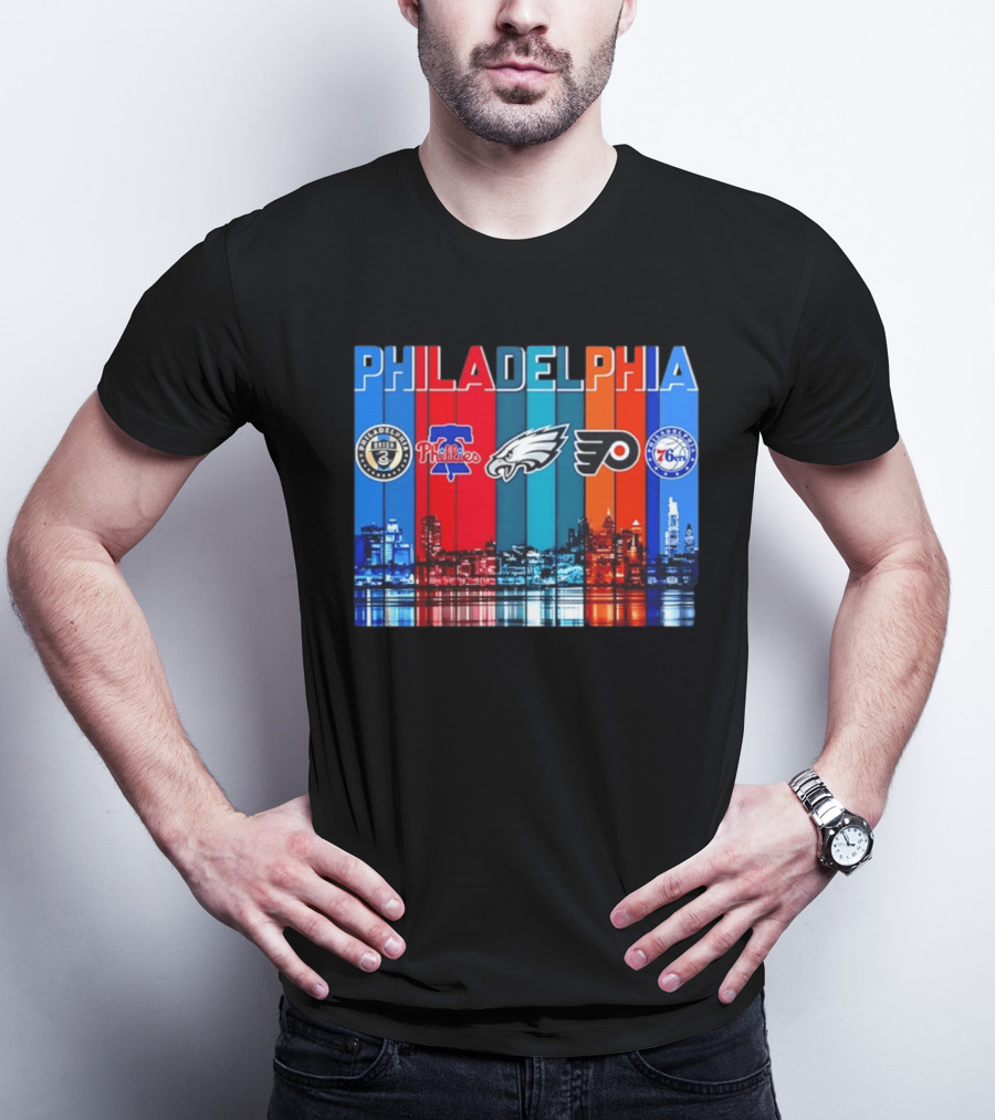 Philadelphia Union Phillies Eagles Flyers 76ers Skyline 2026 T-Shirt