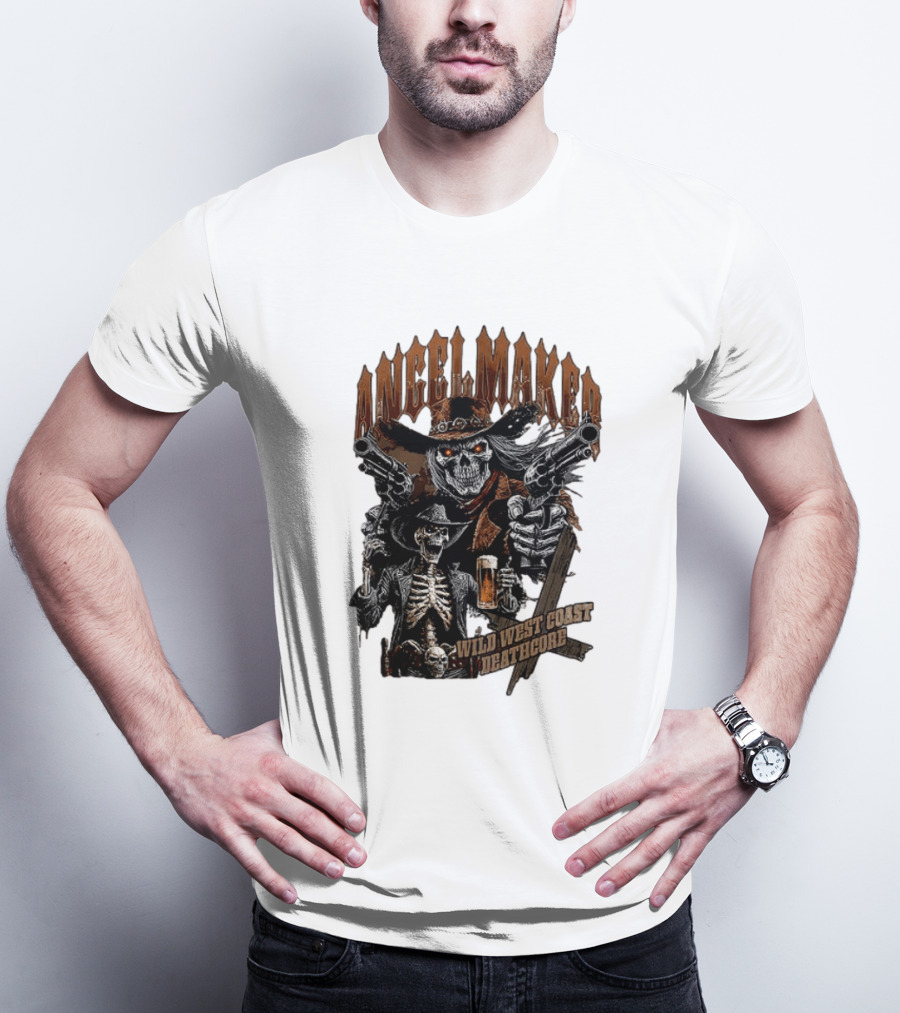 AngelMaker Wild West Coast Deathcore Skeleton Gunslinger Violence T-Shirt