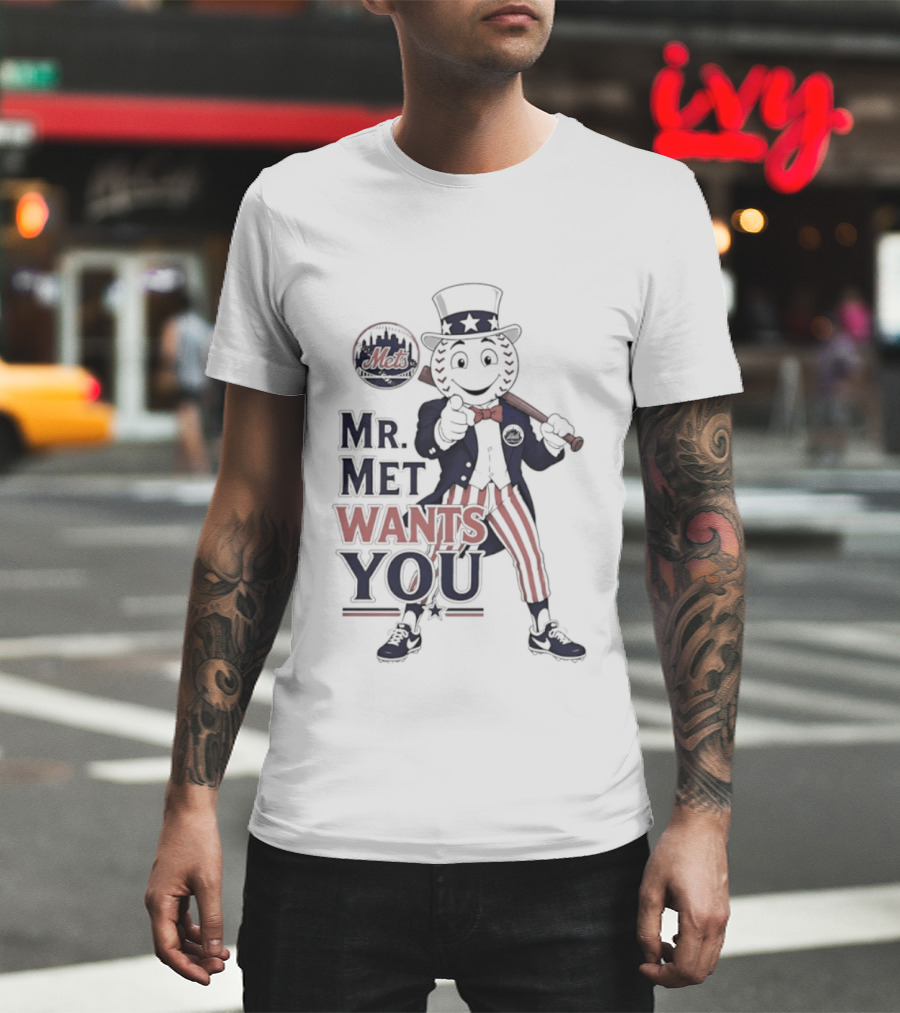 Mr. Met Wants You New York Mets Uncle Sam Baseball Fan T-Shirt