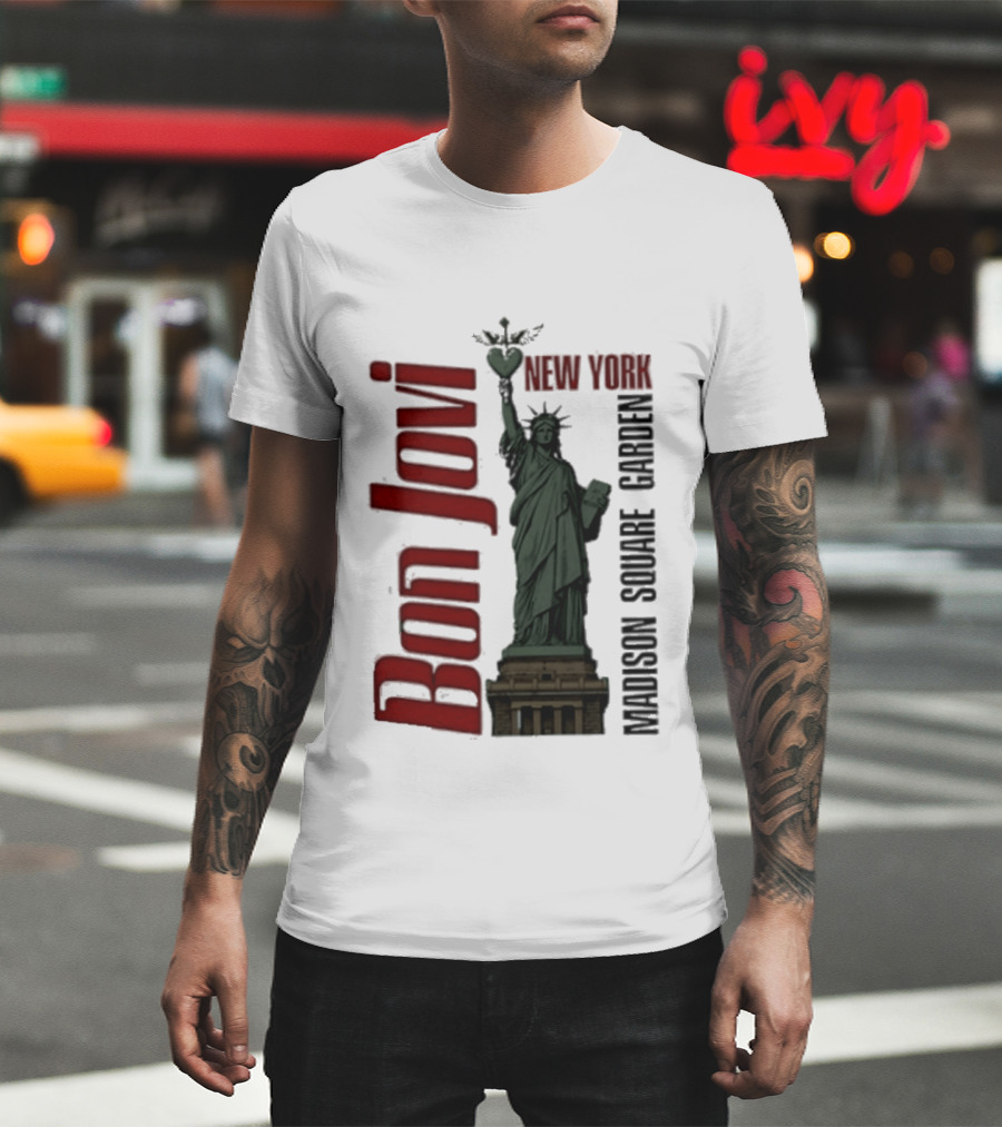 Bon Jovi Statue Of Liberty New York Madison Square Garden T-Shirt