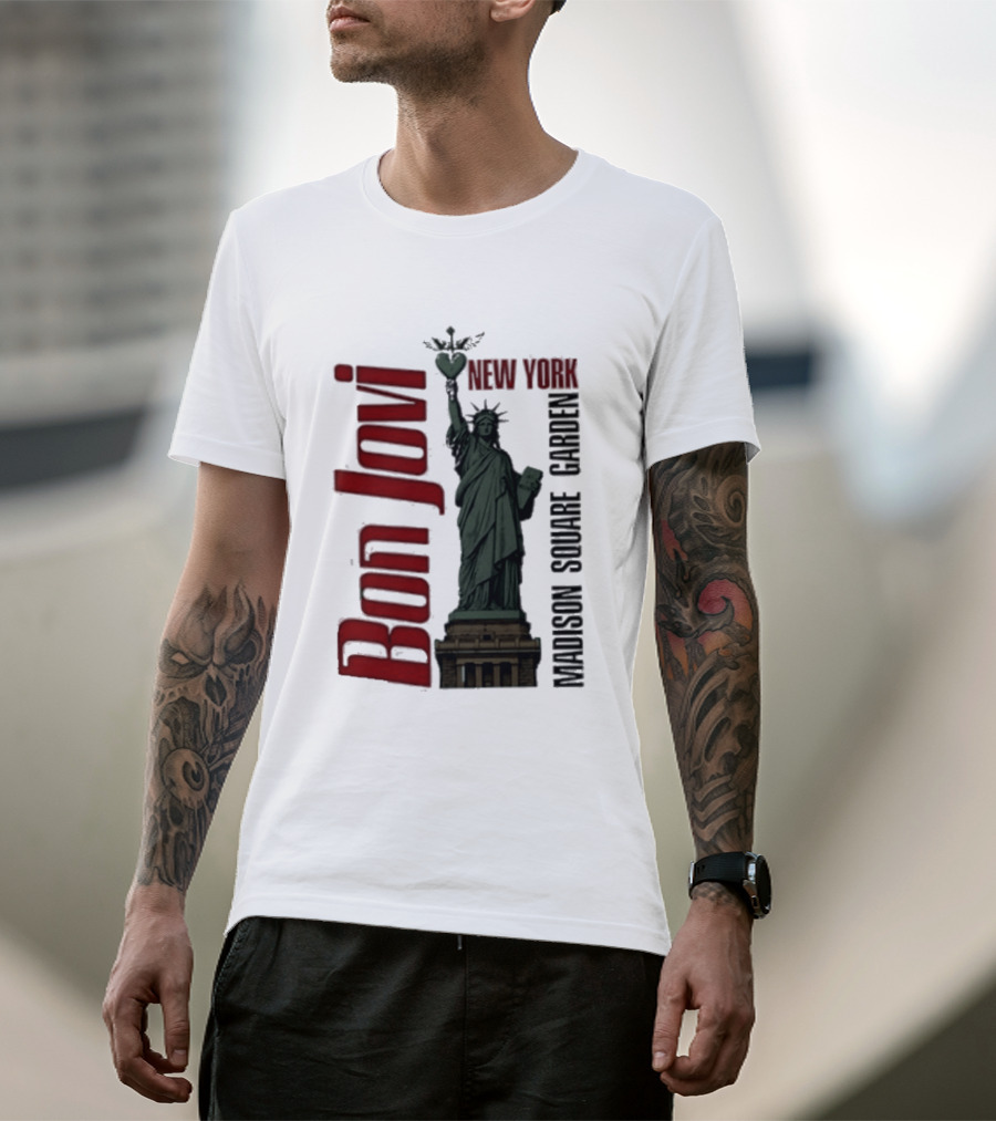 Bon Jovi Statue Of Liberty New York Madison Square Garden T-Shirt
