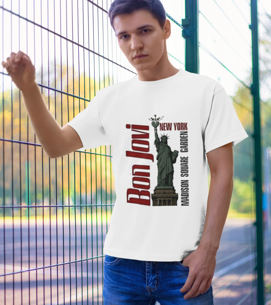 Bon Jovi Statue Of Liberty New York Madison Square Garden T-Shirt