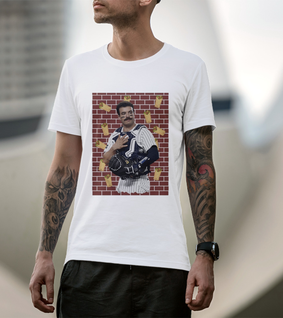 Yankees Austin Wells Catcher With Brick Wall And Burrito T-Shirt