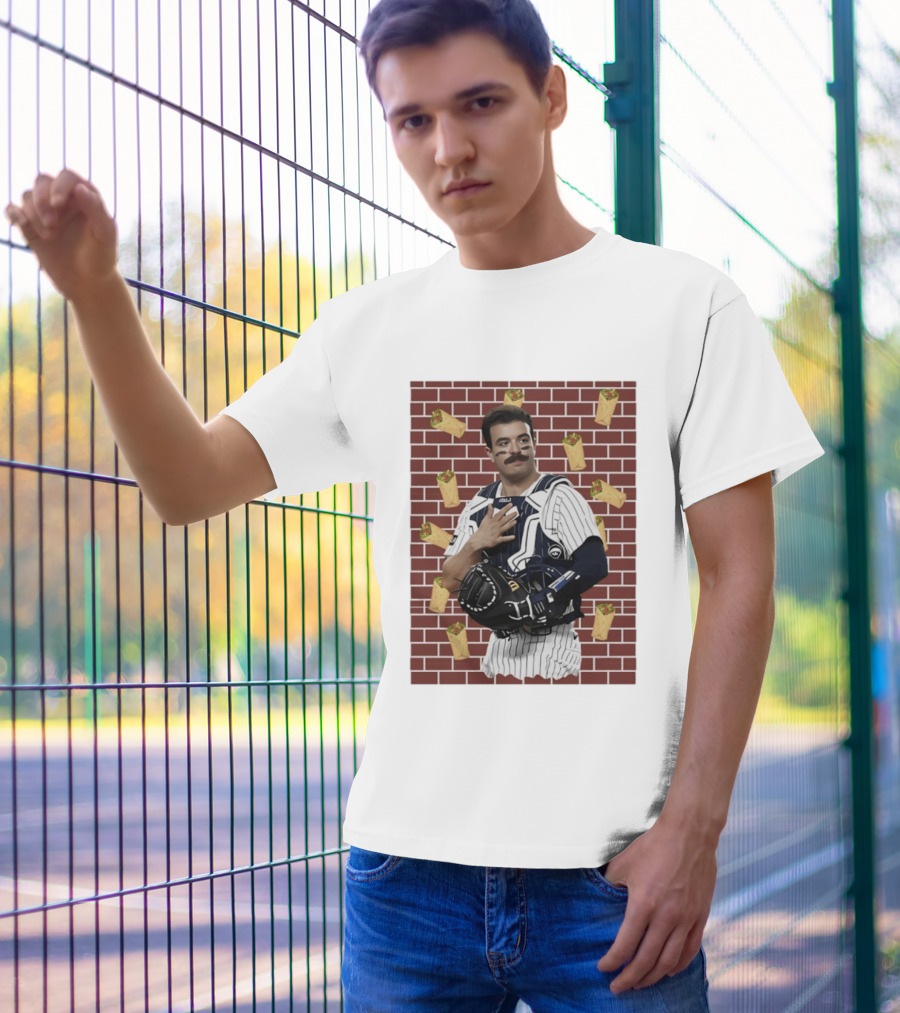Yankees Austin Wells Catcher With Brick Wall And Burrito T-Shirt
