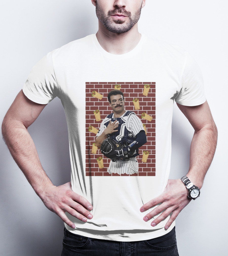 Yankees Austin Wells Catcher With Brick Wall And Burrito T-Shirt