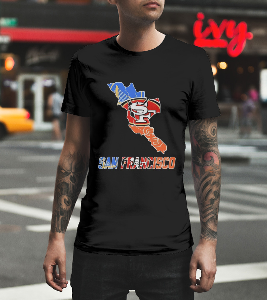 San Francisco State Map Golden State Warriors 49ers 2026 T-Shirt