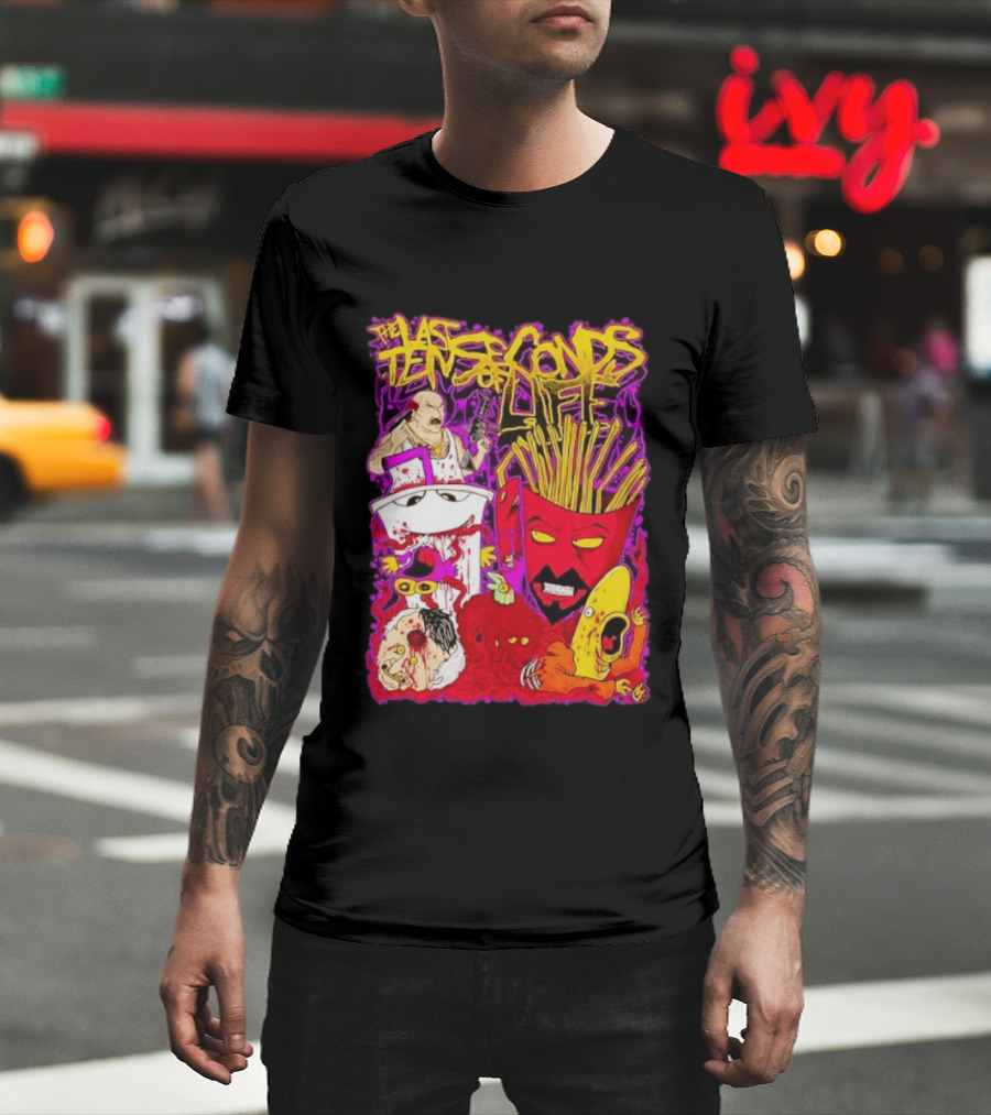 The Last Ten Seconds Of Life Aqua Teen Hunger Force Characters Frylock Master Shake Meatwad Carl T-Shirt