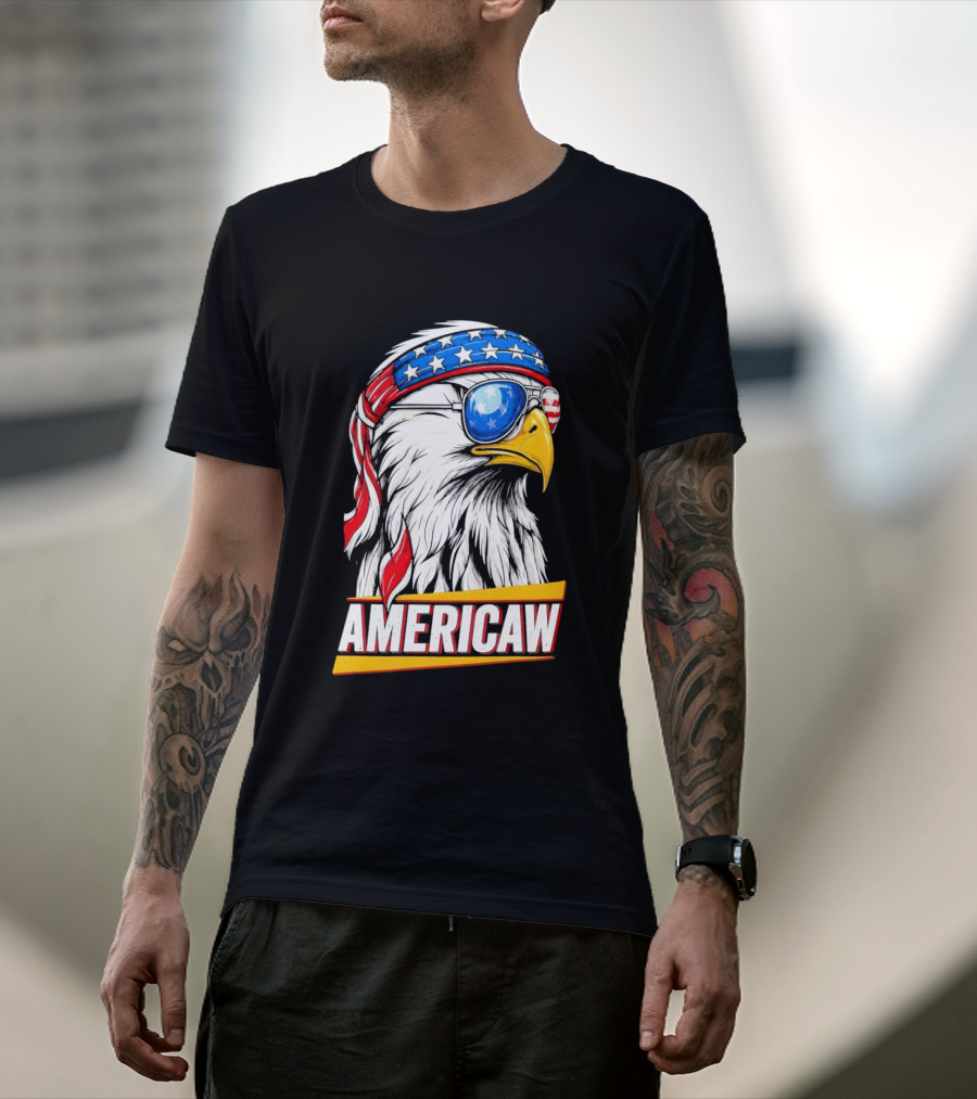 Bald Eagle Americaw Bandana American Flag USA T-Shirt
