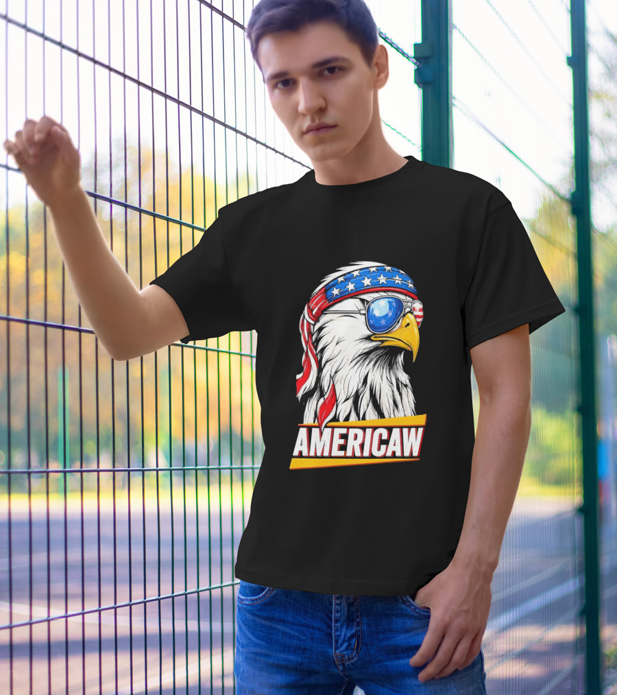Bald Eagle Americaw Bandana American Flag USA T-Shirt