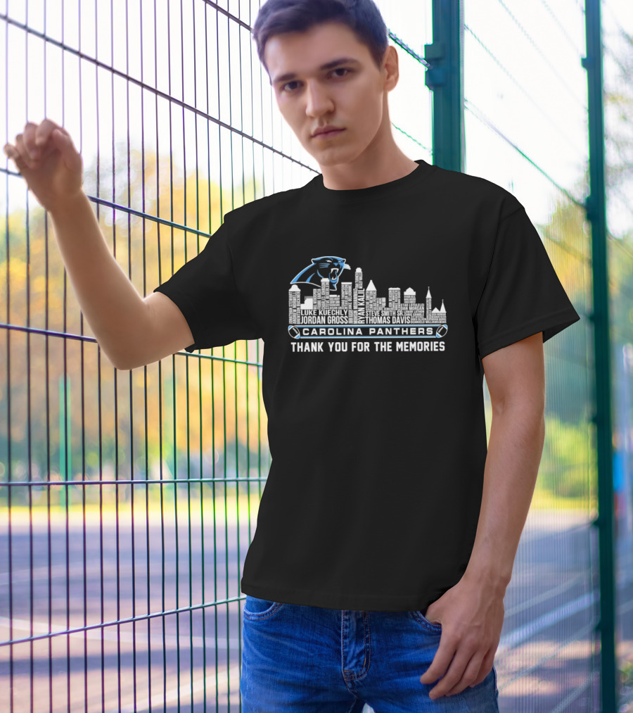 Carolina Panthers City Skyline Player Names Thank You For The Memories T-Shirt
