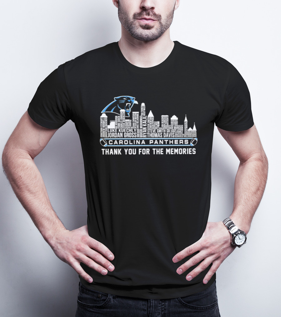 Carolina Panthers City Skyline Player Names Thank You For The Memories T-Shirt