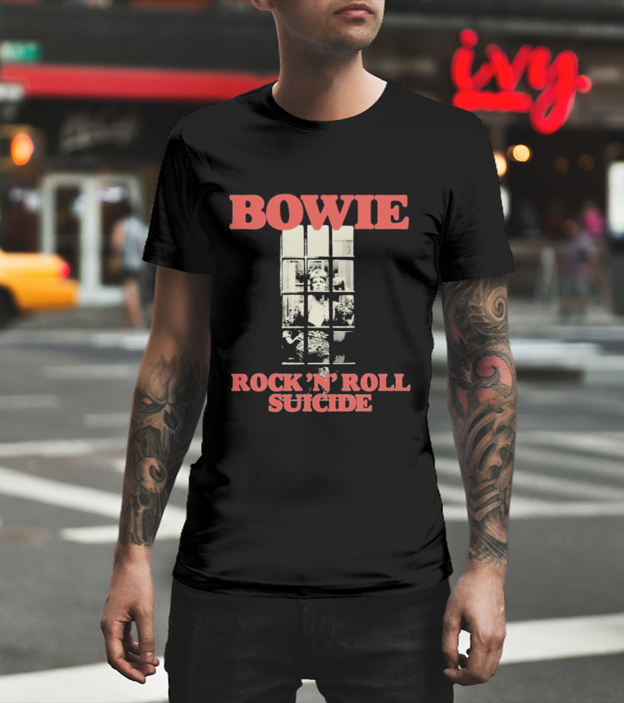Bowie Rock N Roll Suicide Vintage Block T-Shirt