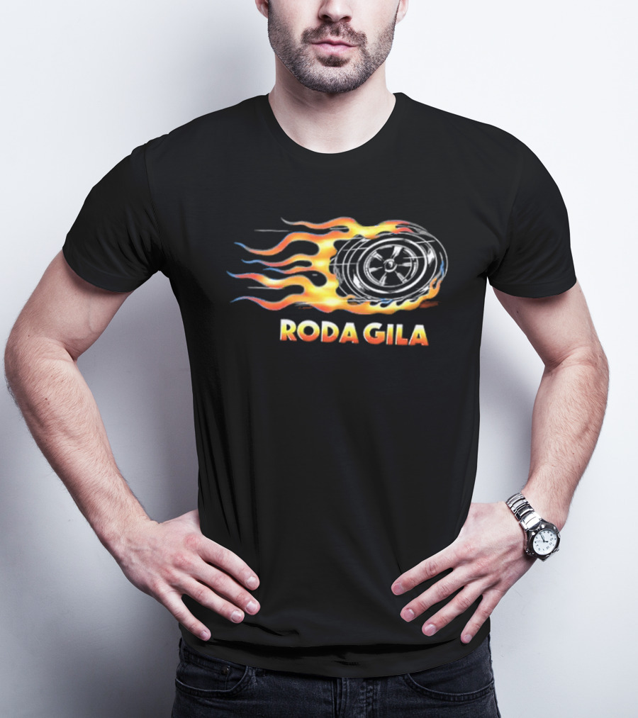 Roda Gila Kelompok Penerbang Roket Motorbike Flame Wheel Graphic 2 Sided T-Shirt