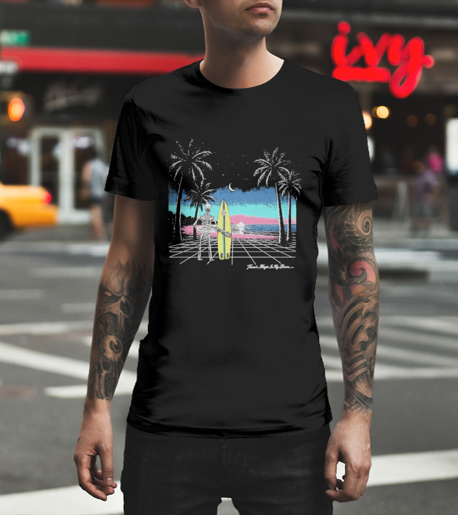 Imagine Dragons There's Magic In My Bones Retro Tropical Surf Scene Palms Sunset Ocean Beach Moon Surfer T-Shirt