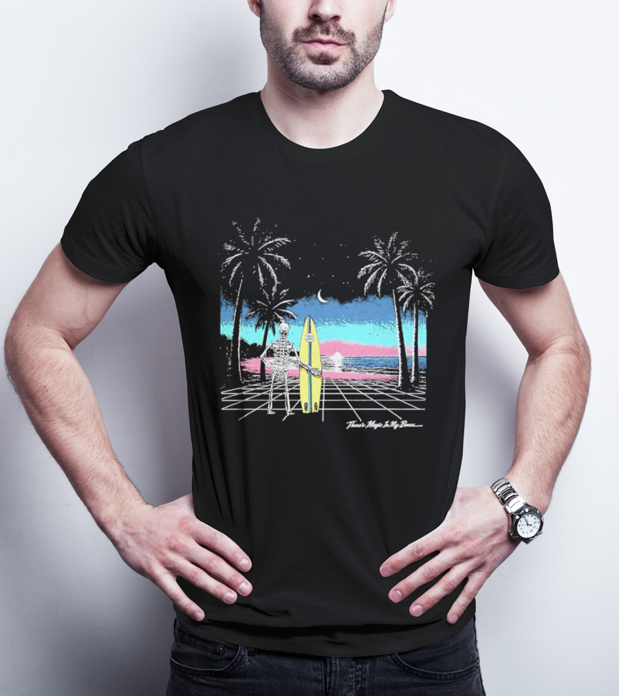 Imagine Dragons There's Magic In My Bones Retro Tropical Surf Scene Palms Sunset Ocean Beach Moon Surfer T-Shirt