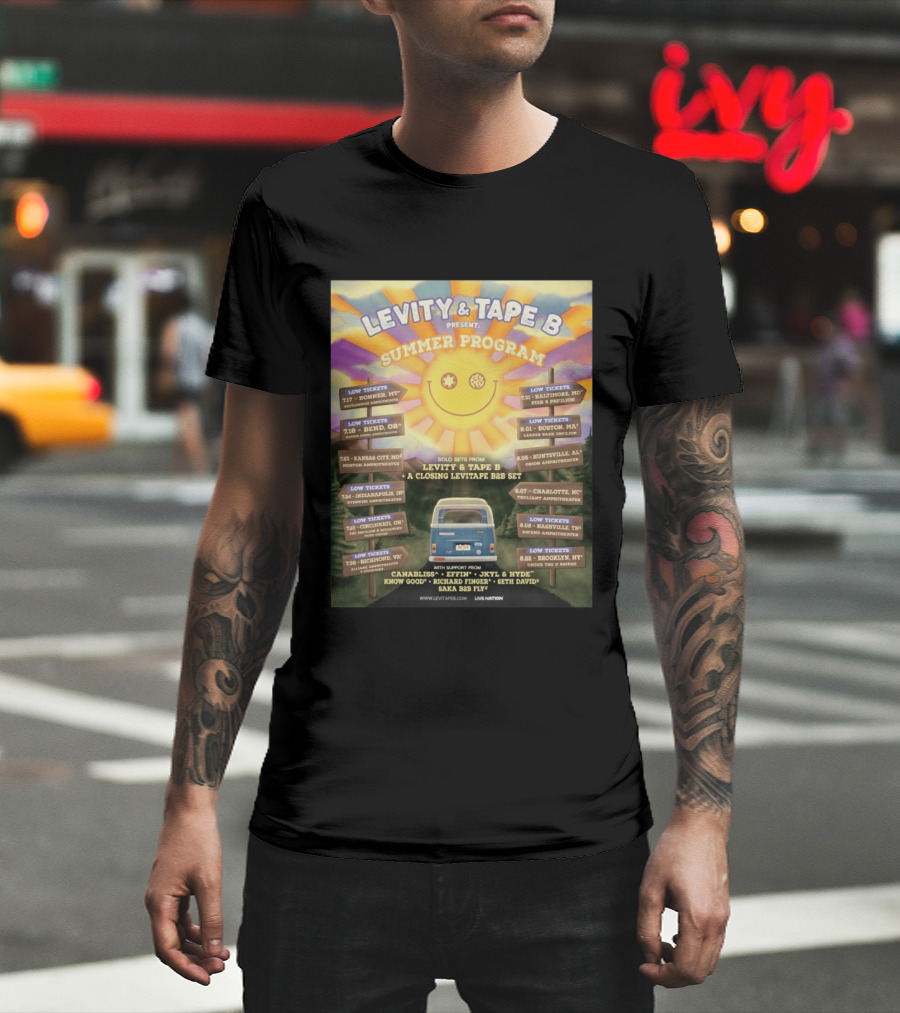 Levity & Tape B Summer Program 2026 Tour Dates Featuring Levitate B2B Set With Canabliss Effin Jkyl & Hyde T-Shirt