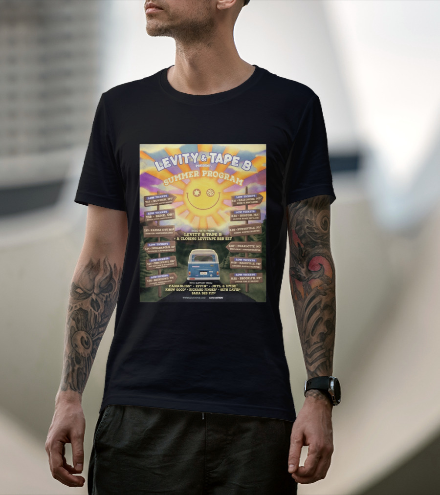 Levity & Tape B Summer Program 2026 Tour Dates Featuring Levitate B2B Set With Canabliss Effin Jkyl & Hyde T-Shirt
