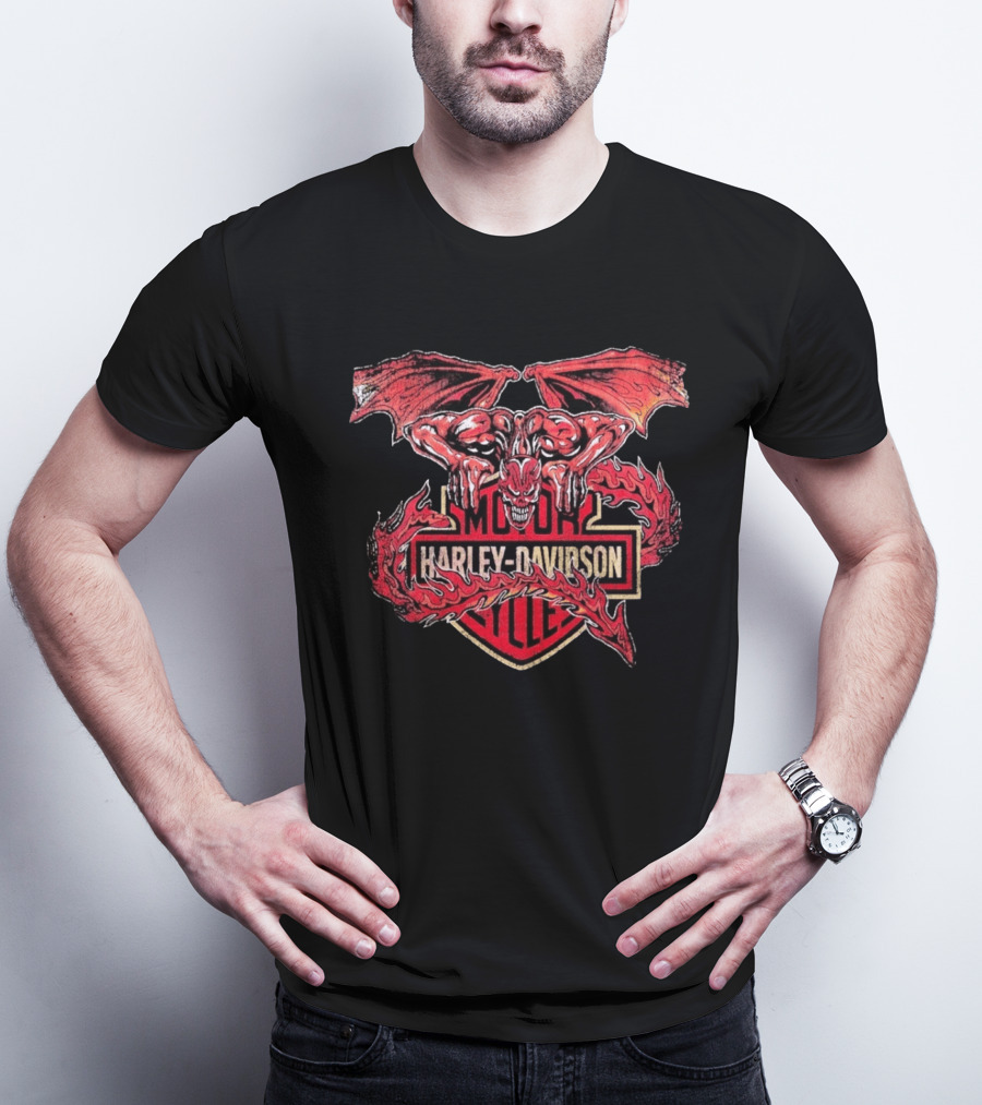 Warren Lotas Harley Davidson Gargoyle Motor Cycles T-Shirt
