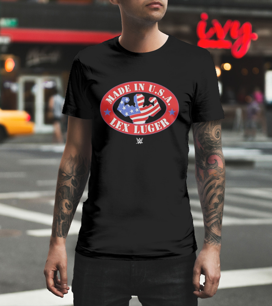 Made In USA Lex Luger Muscle Stars Stripes WWE 2026 T-Shirt