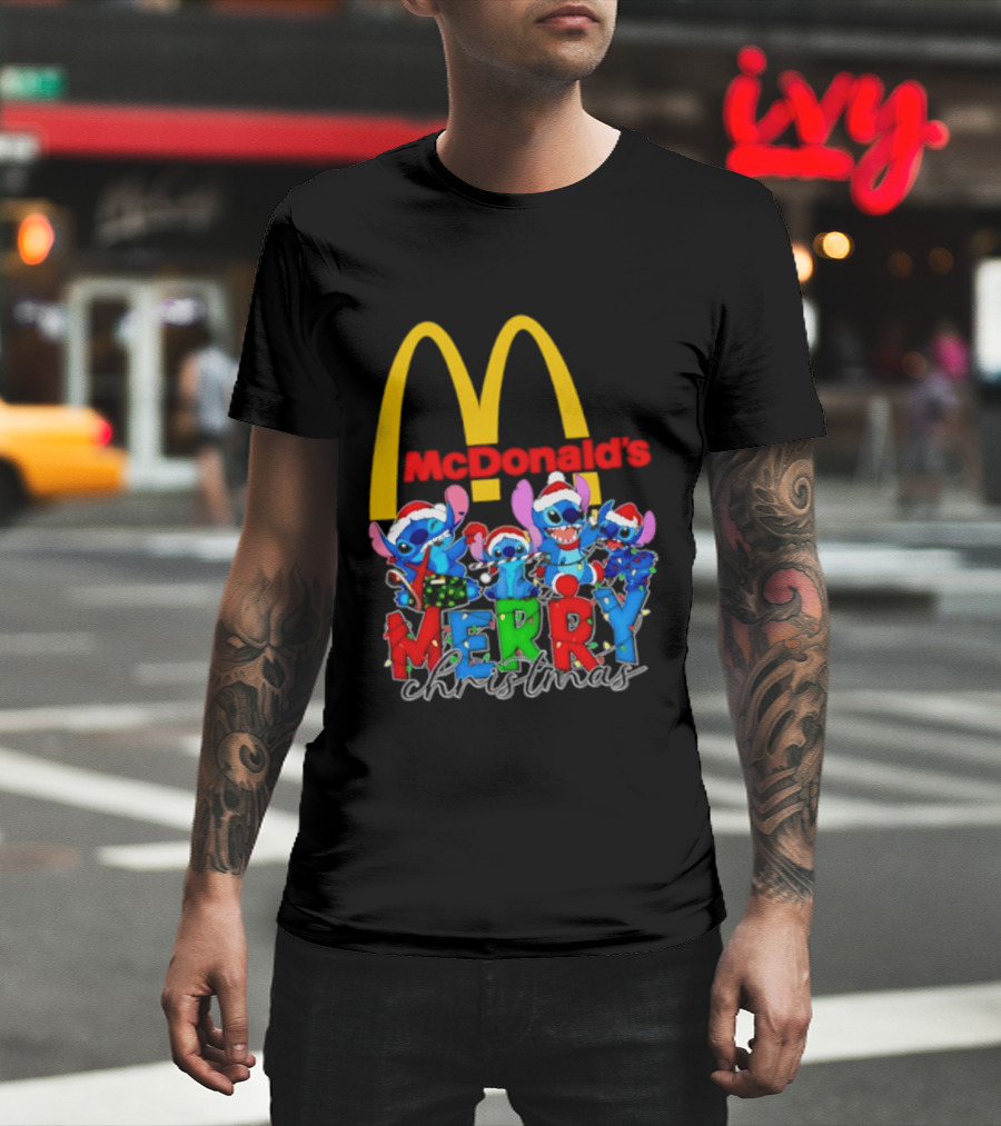 McDonald's Stitch Merry Christmas 2025 T-Shirt